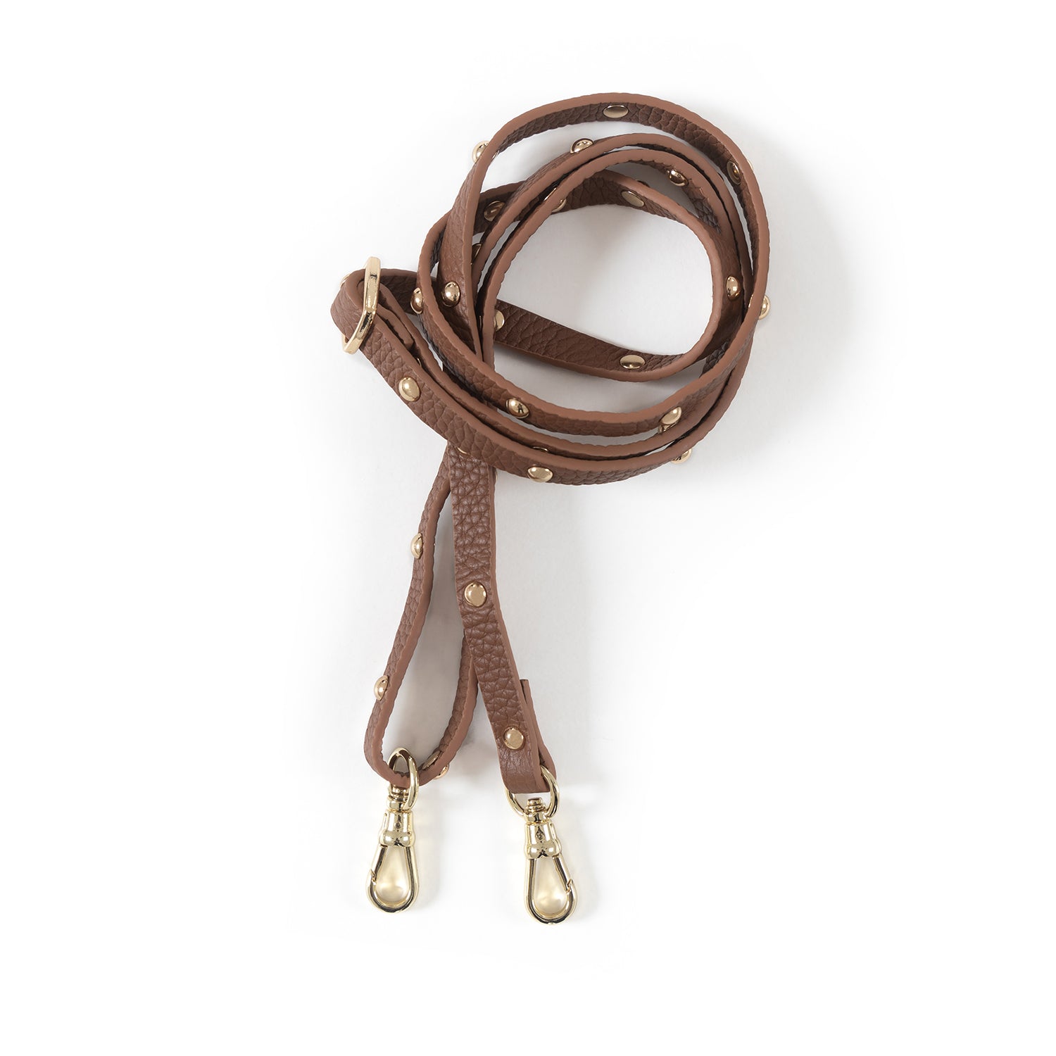 Slimline Leather Strap with gold studs | Brown